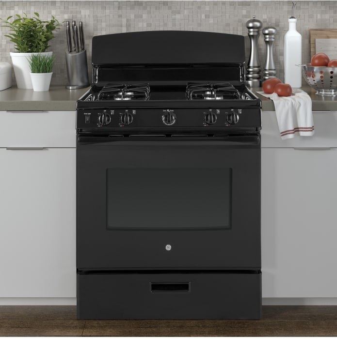 GE JGBS30DEKBB 30 Inch Freestanding Gas Range with 4 Sealed Burners, 4. ...