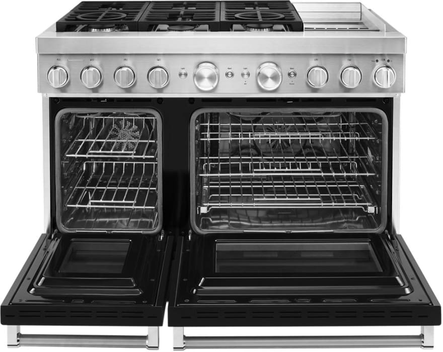 KitchenAid KFDC558JBK 48 Freestanding Dual Fuel Smart Range with 6 ...