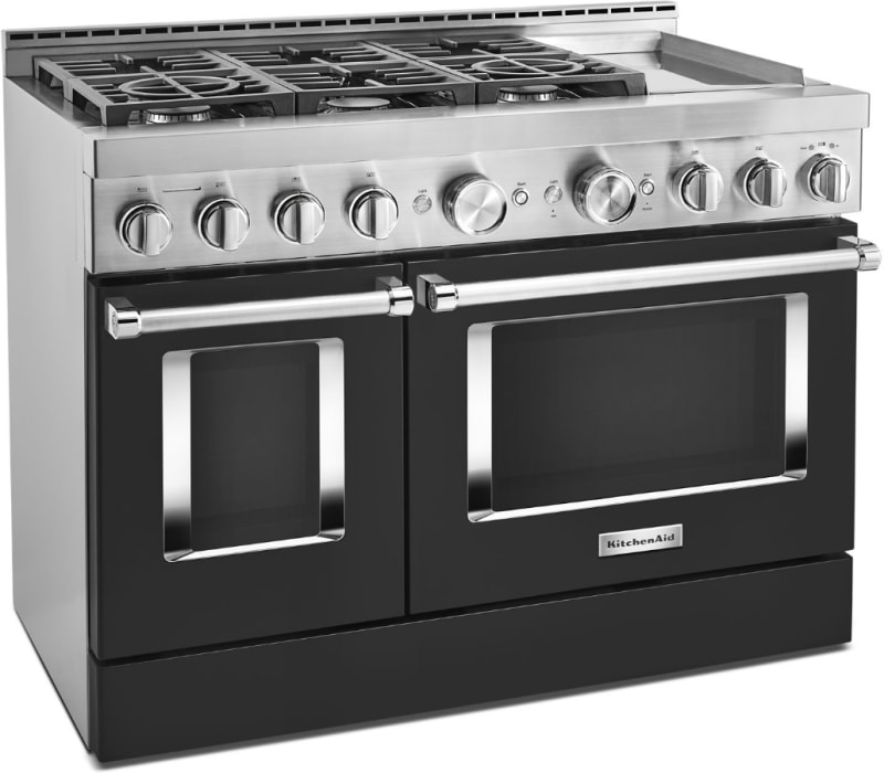 KitchenAid KFGC558JBK 48 Inch Smart Commercial Style Gas Range with 6 ...