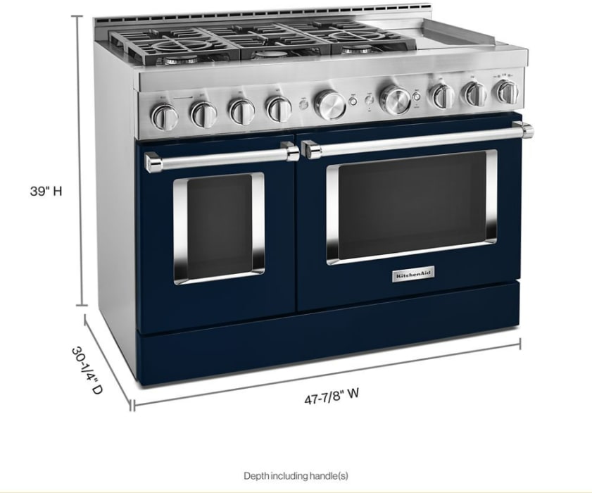 KitchenAid KFGC558JIB 48 Inch Smart Commercial Style Gas Range with 6 ...