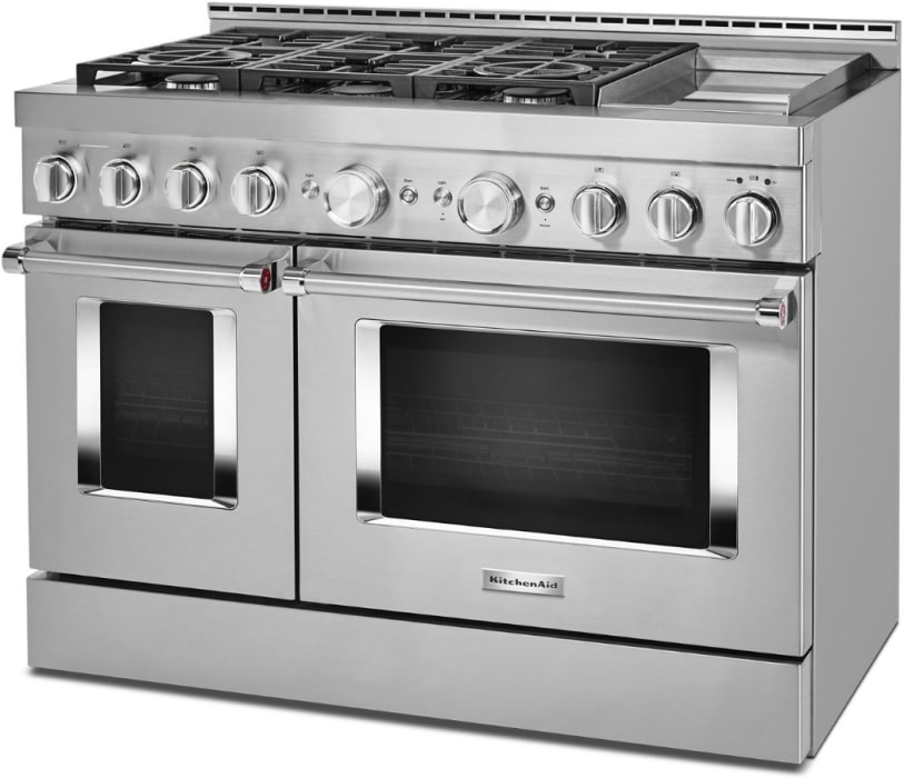 KitchenAid KFGC558JSS 48 Inch Smart Commercial Style Gas Range with 6 ...