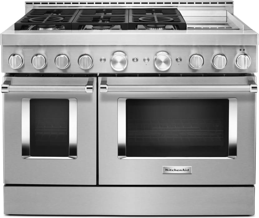 KitchenAid KFGC558JSS 48 Inch Smart Commercial Style Gas Range with 6 ...