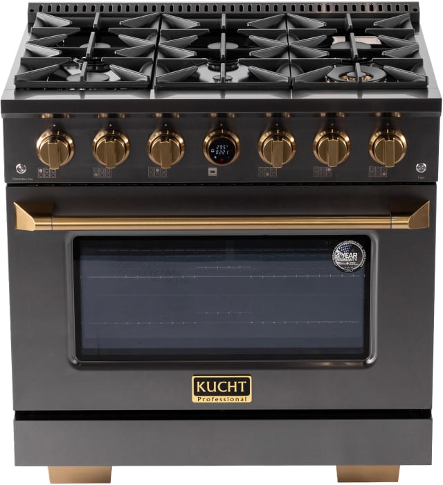 black oven with gold knobs