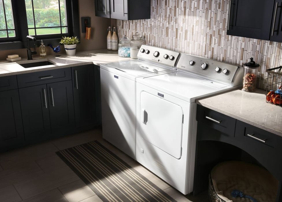 Maytag MAWADRGW465 Side-by-Side Washer & Dryer Set with Top Load Washer ...