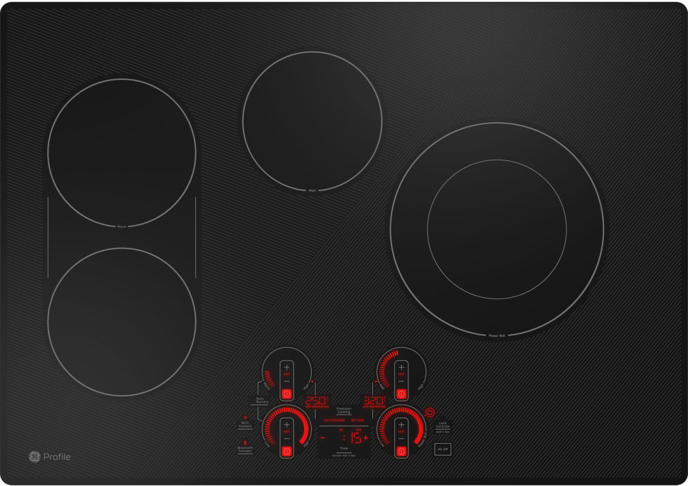 GE PEP7030DTBB 30 Inch Electric Smart Cooktop with 4 Elements, Smooth ...