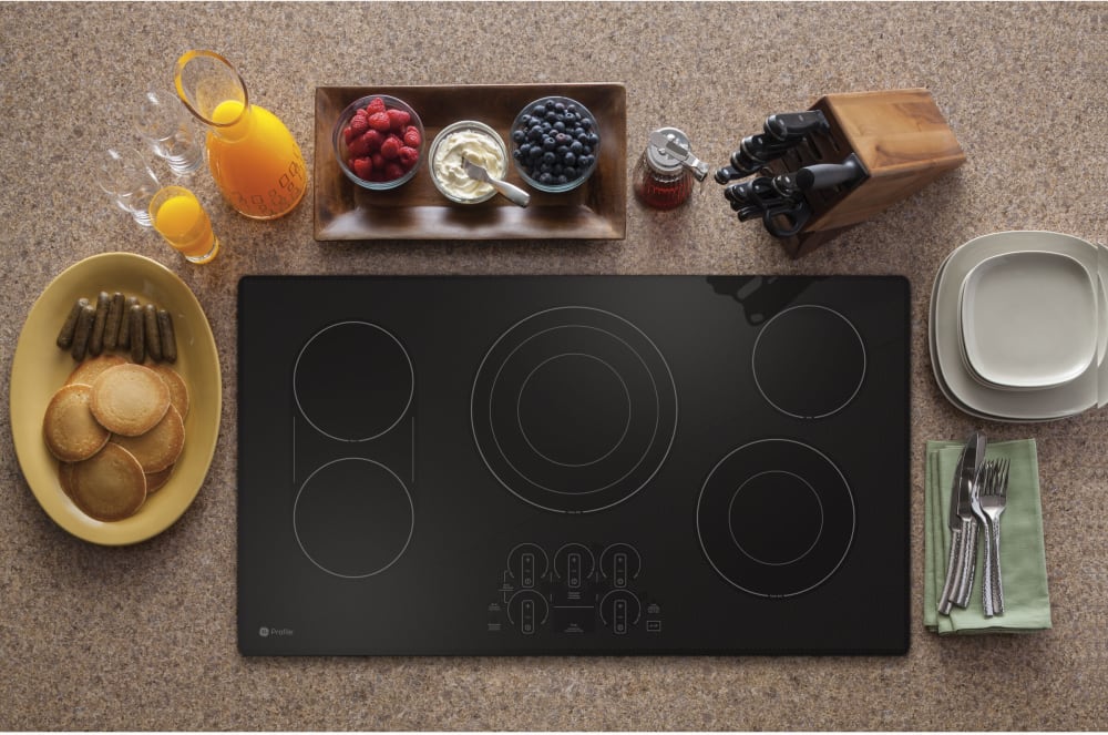 GE PEP7036DTBB 36 Inch Electric Smart Cooktop with 5 Elements, Smooth ...