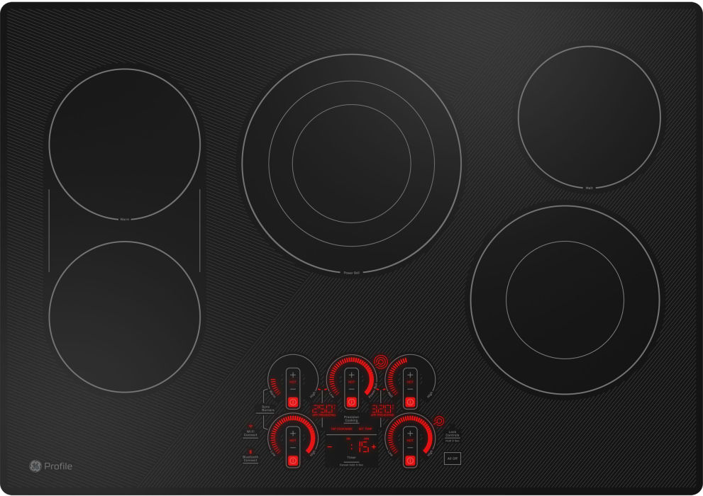 GE PEP9030DTBB 30 Inch Electric Smart Cooktop with 5 Elements, Smooth ...