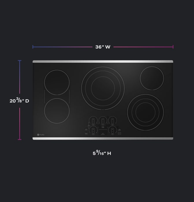 GE PEP9036STSS 36 Inch Electric Smart Cooktop with 5 Elements, Smooth ...