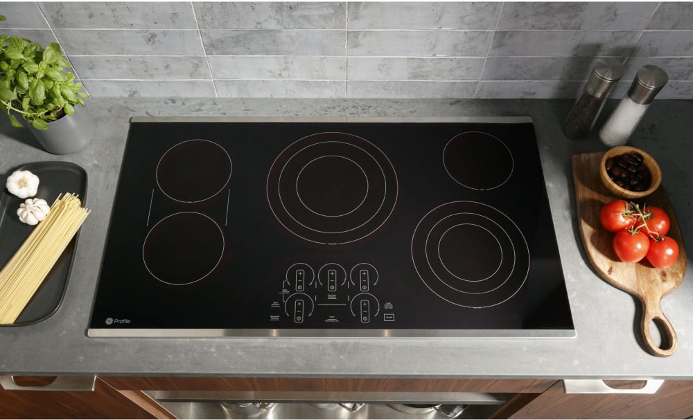 GE PEP9036STSS 36 Inch Electric Smart Cooktop with 5 Elements, Smooth ...