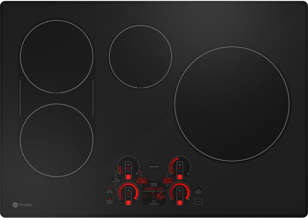 GE PHP9030DTBB 30 Inch Induction Smart Cooktop with 4 Elements, Smooth ...