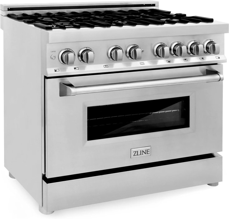 ZLINE RA36 36 Inch Freestanding Dual Fuel Range with 6 Sealed Italian ...