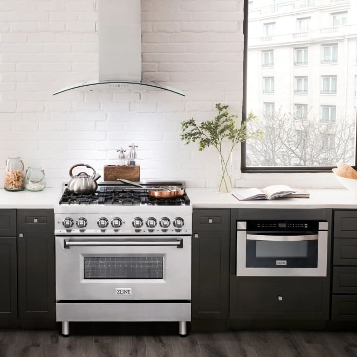 ZLINE RA36 36 Inch Freestanding Dual Fuel Range with 6 Sealed Italian ...