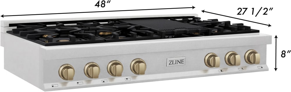 ZLINE RTSZ48CB 48 Inch Gas Rangetop with 7 Sealed Burners, 18,000 BTU ...