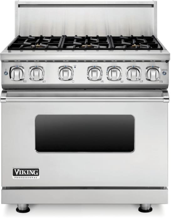 Viking VGR73616BSS 36 Inch Gas Range with 6 Sealed Burners, 5.1 cu. ft ...