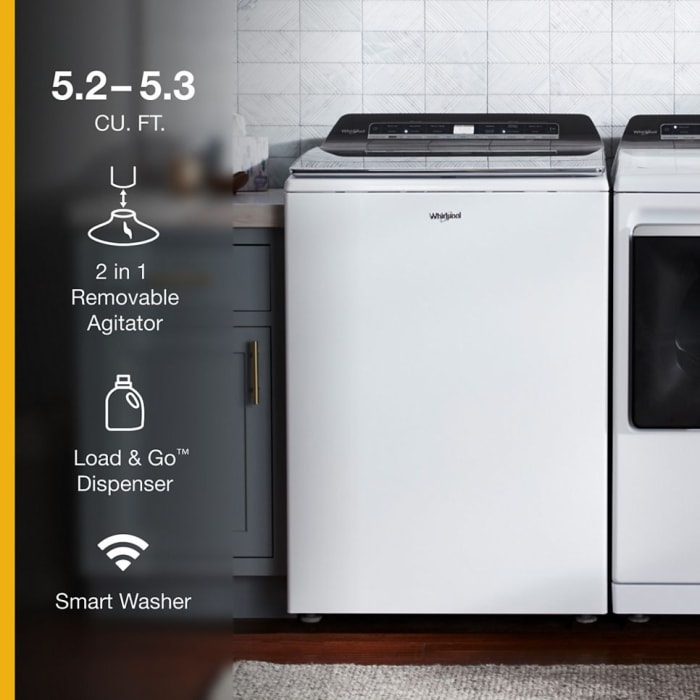 Whirlpool WHWADRGLW8127 Side-by-Side Washer & Dryer Set with Top Load ...