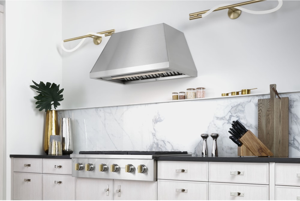 Monogram ZVW1360SPSS 36 Inch Professional Wall Mount Smart Range Hood ...