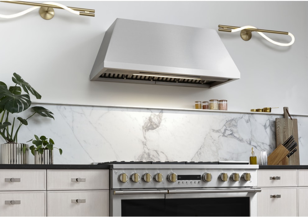 Monogram ZVW1480SPSS 48 Inch Wall Mount Smart Range Hood with 1,220 CFM ...