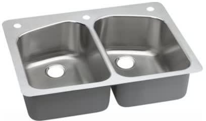 Elkay DPXSR233222L 33 Inch Drop-In/Undermount Double Bowl Stainless ...