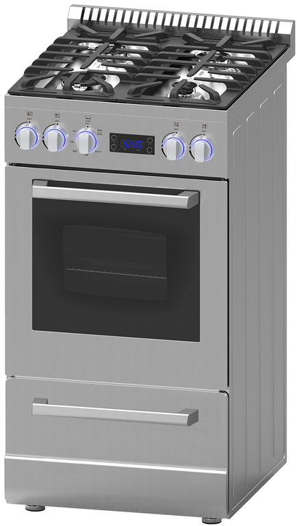 Avanti DGR20P3S 20 Inch Freestanding Gas Range with 4 Sealed Burners 2.1 cu. ft. Capacity LED Back Lit Controls Storage Drawer Broiler Pan Digital Clock and Anti Tip Bracket