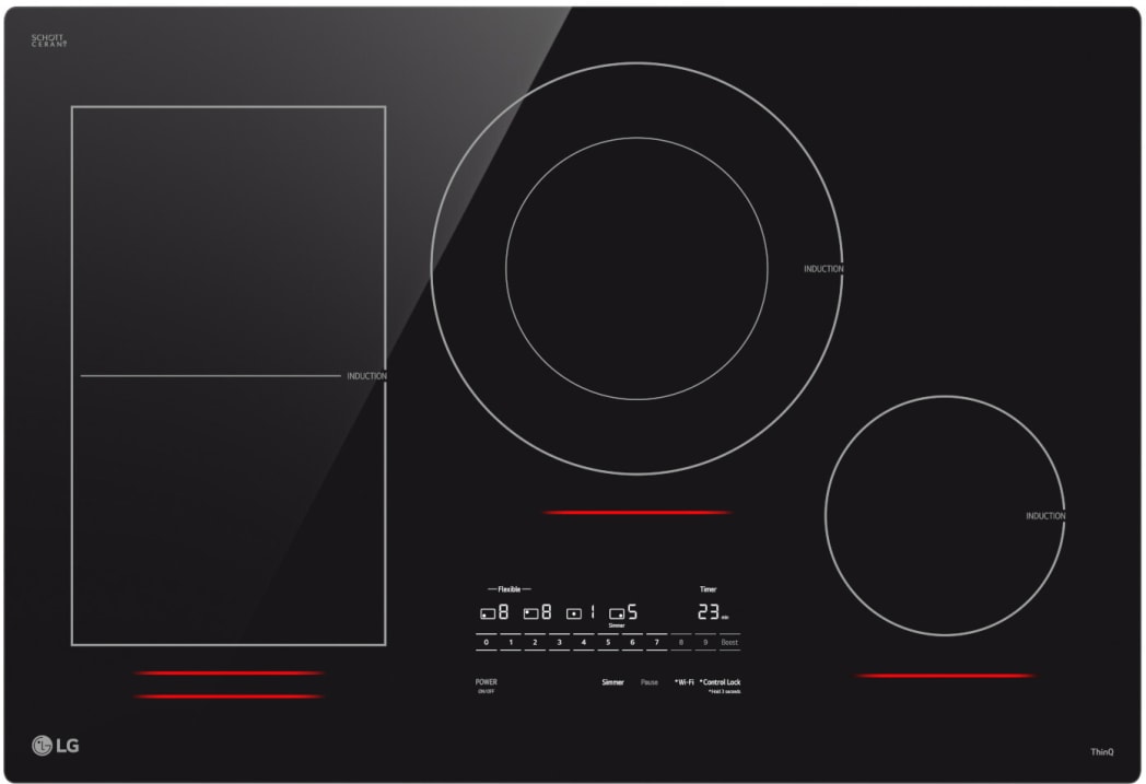 LG CBIH3017BE 30 Inch Induction Cooktop with 4 Elements, 5KW Ultraheat ...