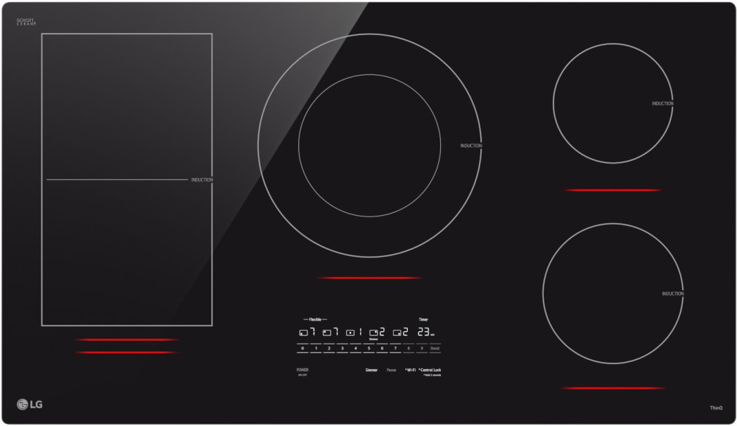 LG CBIH3617BE 36 Inch Induction Cooktop with 5 Elements, 5KW Ultraheat ...