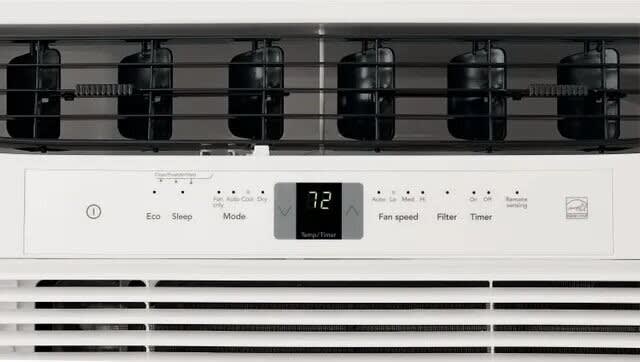 Frigidaire FFRE103WA1 10 000 BTU Window Mounted Room Air Conditioner with 12 EER 12 CEER 450 Sq. Ft. Cool Area Multi Speed Fan Sleep Mode Energy Saver Mode 24 Hour On Off Timer Effortless Remote Tempe...