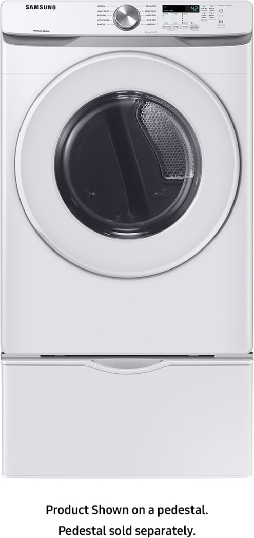 Samsung DVE45T6000W 27 Inch Electric Dryer with 7.5 Cu. Ft. Capacity 10 Dryer Programs Smart Care Sensor Dry Sanitize Wrinkle Prevent Eco Dry and ADA Compliant