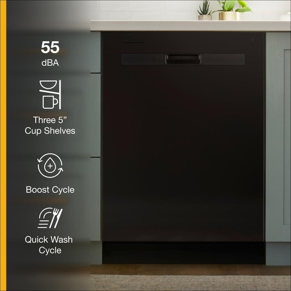 Whirlpool WDP540HAMB 24 Inch Fully Integrated Dishwasher with 12 Place Settings 55 dBA 5 Wash Cycles Nylon Rack Coating Triple Filtration Wash