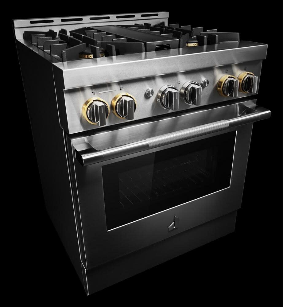 JennAir JGRP430HL 30 Inch Smart Freestanding Gas Range with WiFi Dual Stacked PowerBurners JennAir Culinary Center Cast Iron Grates Cinematic