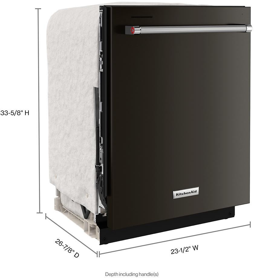 KitchenAid KDTE204KBS 24 Inch Fully Integrated Dishwasher with 13 Place Settings 39 dBA 5 Wash Cycles 3rd Utensil Rack ProWash Express Wash Sani Rinse NSF Certified and Star K Black Stainless Steel wi...