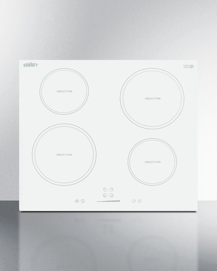 Summit SINC4B242W 24 Inch Induction Cooktop with 4 Elements, EuroKera ...