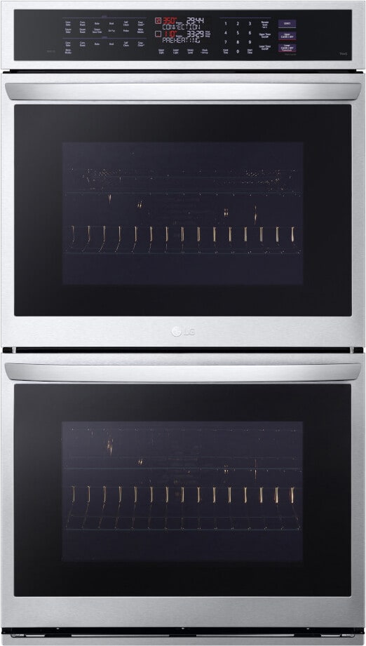 LG WDEP9427F 30 Inch Smart Double Electric Wall Oven with 9.4 cu. ft. Total Capacity ThinQ Technology True Convection Technology Air Fry Steam Sous Vide Steam Cooking SmoothTouch Glass Controls and Ea...