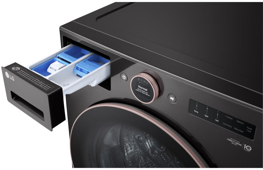 LG LGWADREB6500 Side by Side Washer Dryer Set with Front Load Washer and Electric Dryer in Black Steel