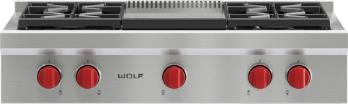 Wolf SRT364GLP 36 Inch Pro-Style Gas Rangetop with 4 Dual-Stacked ...