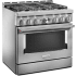 KitchenAid KFGC506JSS 36 Inch Smart Commercial Style Gas Range with 6 ...