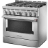 KitchenAid KFGC506JSS 36 Inch Smart Commercial Style Gas Range with 6 ...