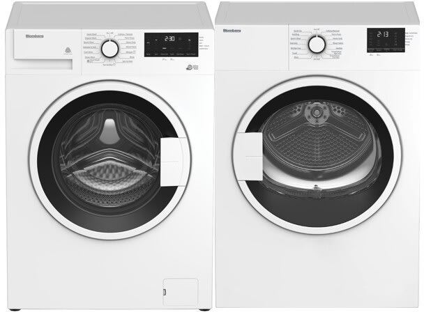 Blomberg DV17600W2 24 Inch Compact Electric Dryer with 3.7 cu ft Capacity, OptiSense™, Anti ...