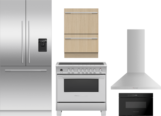 Fisher & Paykel FISHER02202501 5 Piece Kitchen Appliances Package with ...