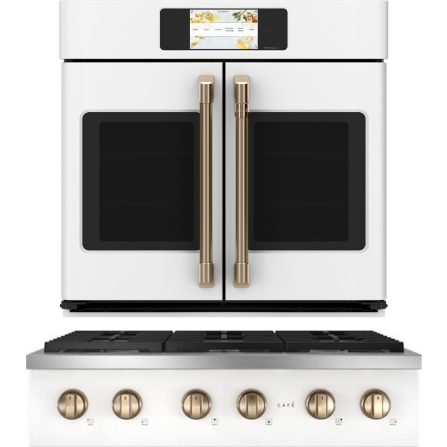 Cafe CAFCTWO102 2 Piece Kitchen Appliances Package in Matte White | AJ ...