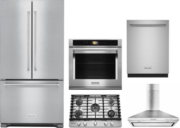 KitchenAid KARECTWODWRH166 5 Piece Kitchen Appliances Package with ...