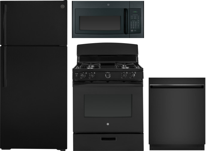 GE GERERADWMW3308 4 Piece Kitchen Appliances Package with Top Freezer ...