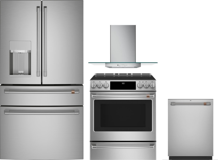 Cafe CAFRERADWRH712 4 Piece Kitchen Appliances Package with French Door ...