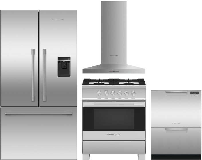 Fisher & Paykel FPRERADWRH6550 4 Piece Kitchen Appliances Package with ...