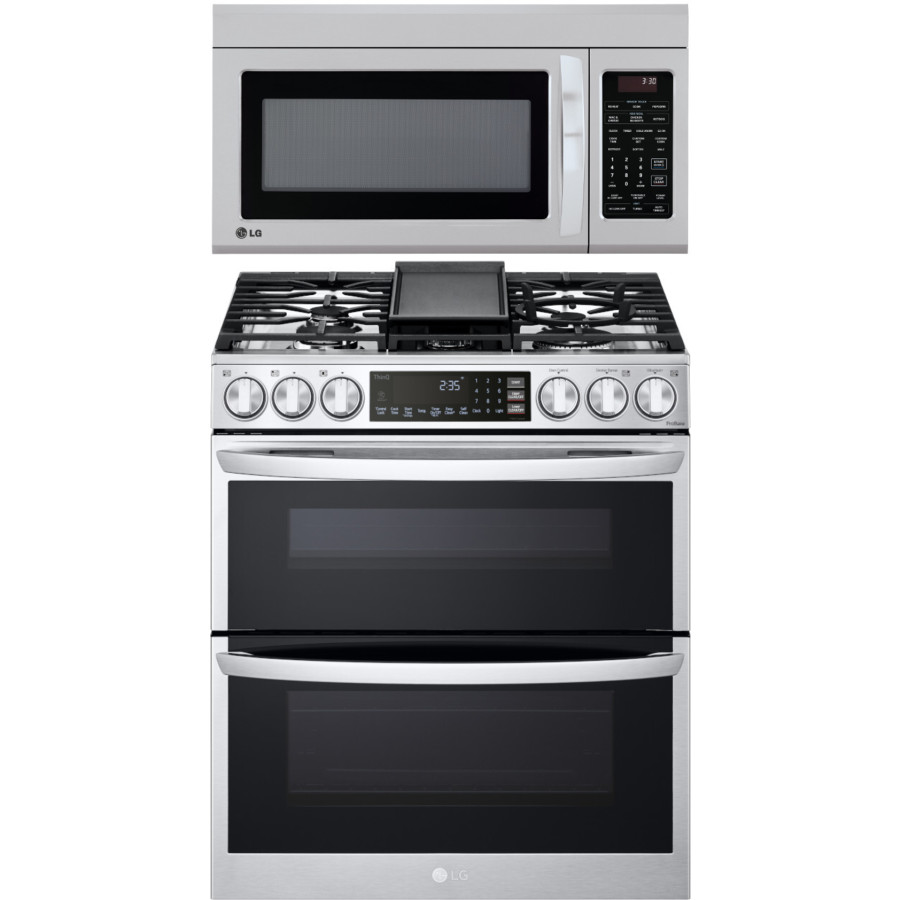 LG LGRAMW109 2 Piece Kitchen Appliances Package with Gas Range and Over ...
