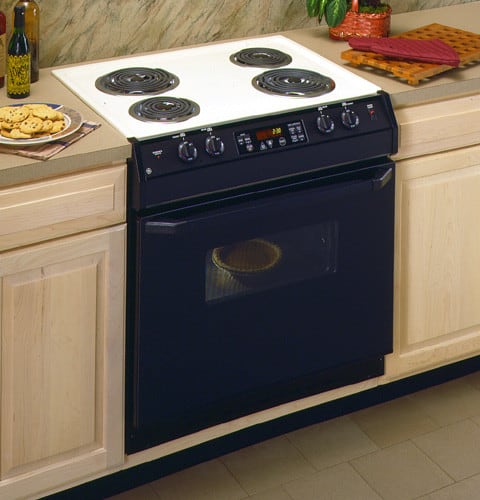 GE JDS26BWWH 30 Inch Drop-In Electric Range with Standard Clean: White